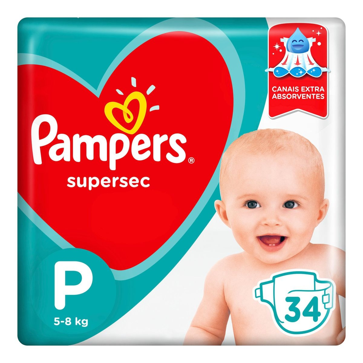 Fralda Pampers Supersec P - 34 Unidades - Fralda Pampers Supersec P ...