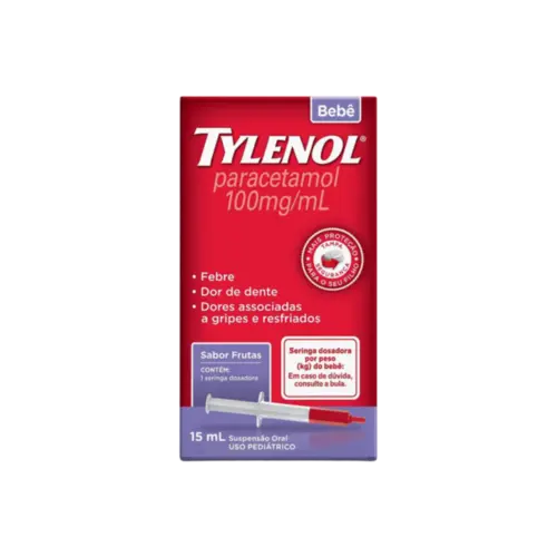 Tylenol Paracetamol Bebê 100mg/ml Suspensão Oral Sabor Frutas 15ml ...