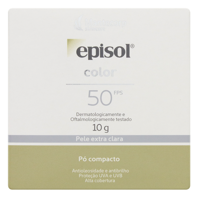 Protetor Solar Pó Compacto Pele Extra Clara Episol Color FPS 50 com 10g ...