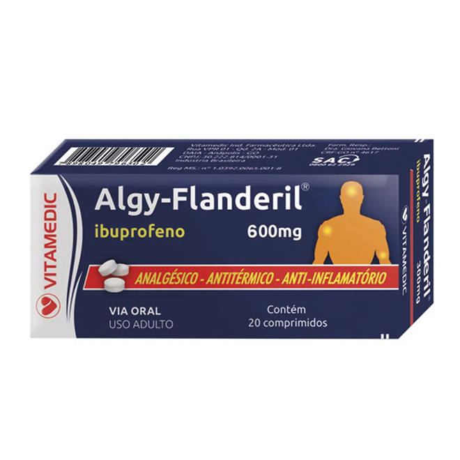 IBUPROFENO 600 MG C/20 CPR - Algy-Flanderil Ibuprofeno 600mg 20 comprimidos - VITAMEDIC