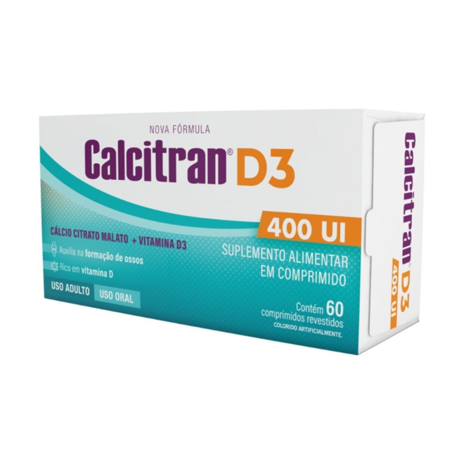Suplemento Alimentar Calcitran D3 Cálcio + Vitamina D 400UI com 60 ...