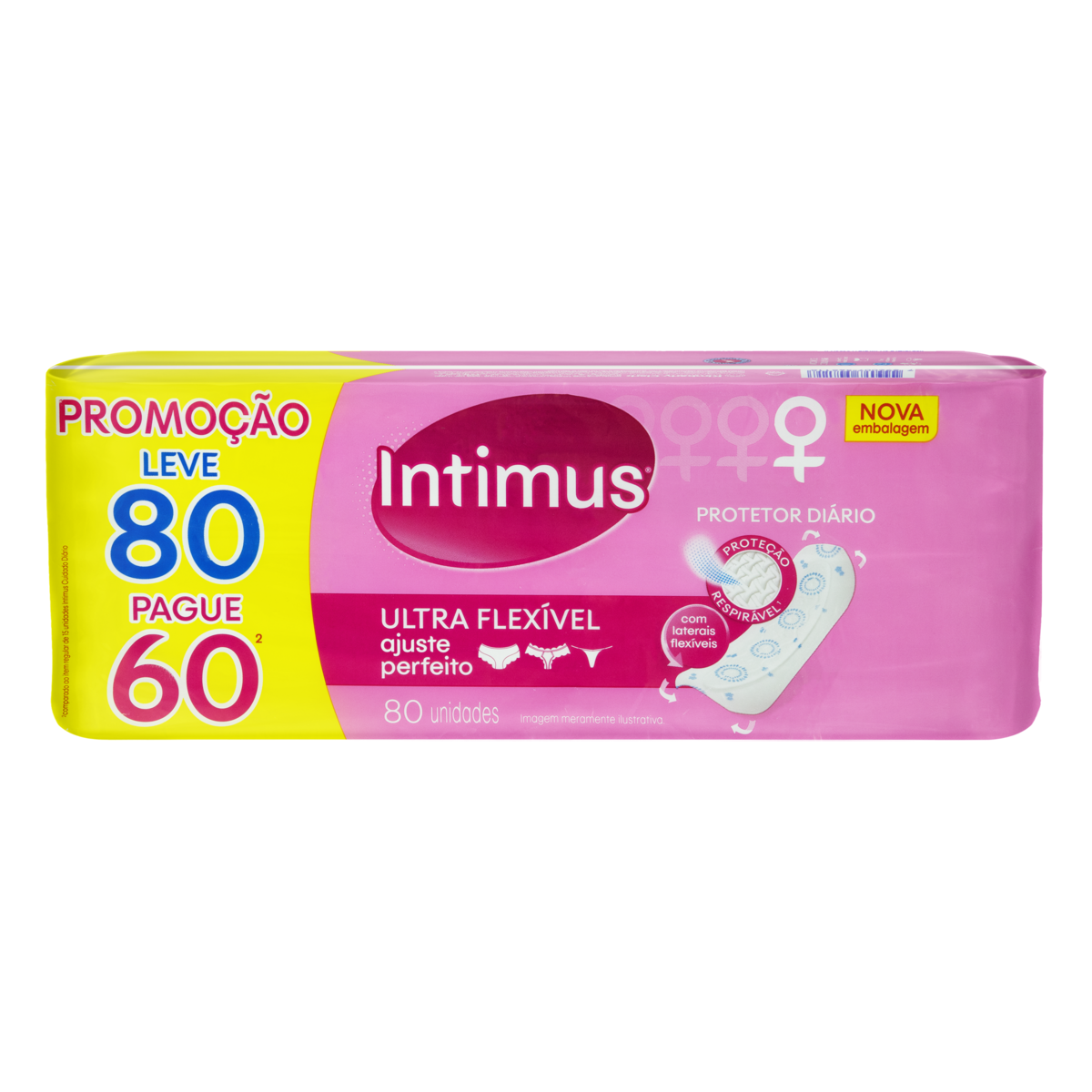 Protetor Diário Intimus Ultra Flexível com 80 Unidades P102283 ...