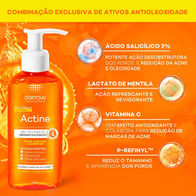 Gel de Limpeza Darrow Actine C/ Vitamina C 140g - Gel de Limpeza Darrow ...